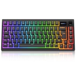 Titanwolf Gaming-Tastatur, ALPHA Gaming Tastatur TKL, 82 Tasten mechanisch, TFT-Display, RGB, schwarz