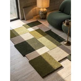 KADIMA DESIGN Wollteppich Kurzflor Erdt&ouml;ne-Gr&uuml;n 200 x 290 cm - HALLEIN Kadima