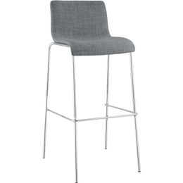 CLP Barhocker mit Lehne Hover, Barstuhl stapelbar mit Stoffbezug, Stapelstuhl Metallgestell bis 150 kg belastbar
