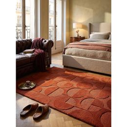 KADIMA DESIGN Wollteppich geometrisch Terrakotta 200 x 290 cm - DEBEN Kadima