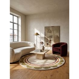 Wollteppich Bord&uuml;re Beige-Multicolor &Oslash;120 cm - WENSUM KADIMA DESIGN