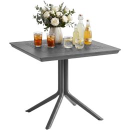 CLP Gartentisch Lenval 80 x 80 cm wetterfester Balkontisch mit UV-best&auml;ndiger Oberfl&auml;che, eckiger Bistrotisch f&uuml;r Balkon, Terrasse und Garten