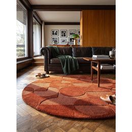Wollteppich geometrisch Terrakotta &Oslash;160 cm - DEBEN KADIMA DESIGN