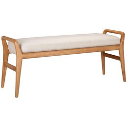 Mid.you Hockerbank, Natur, Beige, Holz, Textil, Kautschukholz, massiv, 1-Sitzer, 119x51x39 cm, Schlafzimmer, Bettbank