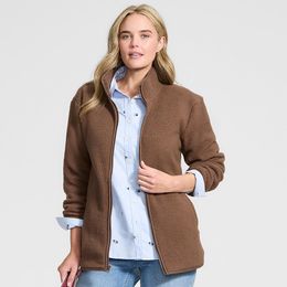 LANDS' END Teddyfleece-Jacke mit Rei&szlig;verschluss in Petite-Gr&ouml;&szlig;e, Damen, size: petite, Braun, Polyester, by Lands' End