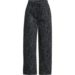 LANDS' END Gemusterte 7/8-Jeans mit weitem Bein High Waist in Petite-Gr&ouml;&szlig;e, Damen, size: petite, Schwarz, by Lands' End
