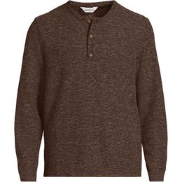 LANDS' END Struktur-Henleyshirt mit Leinen f&uuml;r Herren, Herren, size: regular, Braun, Leinen/Polyester/Polyester-Mischung, by Lands' End
