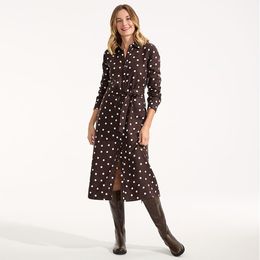 LANDS' END Premium Reinleinen-Midikleid f&uuml;r Damen, Damen, size: regular, Braun, by Lands' End