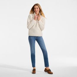 LANDS' END Teddy-Pullover mit Druckknopf-Leiste f&uuml;r Damen, Damen, size: regular, Elfenbein, by Lands' End