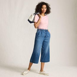 LANDS' END Culotte-Jeans mit Bundfalten Mid Waist f&uuml;r Damen in Petite-Gr&ouml;&szlig;e, Damen, size: petite, Blau, Baumwolle/Polyester/Baumwoll-Mischung, by Lands' End