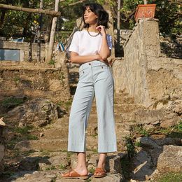 Weite 7/8-Chinos f&uuml;r Damen in Petite-Gr&ouml;&szlig;e, Damen, size: petite, Blau, Baumwolle/Lyocell (Viskose)/Baumwoll-Mischung, by Lands' End