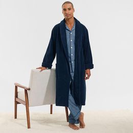 LANDS' END Bademantel aus t&uuml;rkischem Frottee f&uuml;r Herren, Herren, size: regular, Blau, Baumwolle, by Lands' End