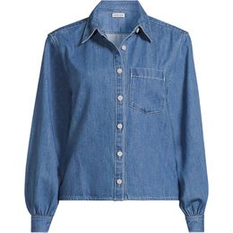 LANDS' END Kurze Jeansbluse aus reiner Baumwolle, Damen, size: regular, Blau, by Lands' End