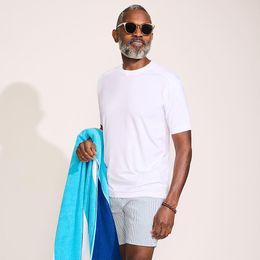 LANDS' END Kurzarm-Badeshirt f&uuml;r Herren, Herren, size: regular, Wei&szlig;, by Lands' End