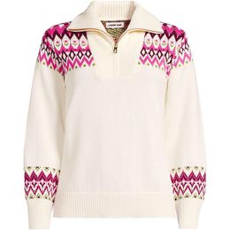 LANDS' END Jacquard-Pullover Drifter Slim Fit mit Rei&szlig;verschluss in Plus-Gr&ouml;&szlig;e, Damen, size: plus, Pink, Baumwolle, by Lands' End