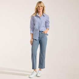 LANDS' END High Waist Starfish Straight Fit Knit Denim 7/8-Schlupfjeans, Damen, size: regular, Blau, Elasthan/Baumwoll-Mischung/Polyester-Mischung, by Lands' End