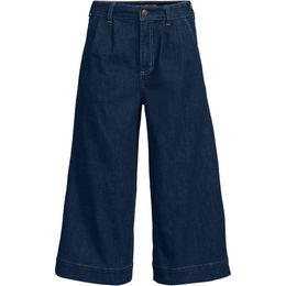 LANDS' END Culotte-Jeans mit Bundfalten Mid Waist f&uuml;r Damen in Petite-Gr&ouml;&szlig;e, Damen, size: petite, Blau, Baumwolle/Polyester/Baumwoll-Mischung, by Lands' End