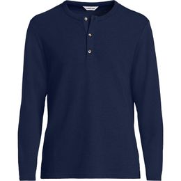 LANDS' END Ottoman-Henleyshirt mit langen &Auml;rmeln f&uuml;r Herren, Herren, size: regular, Blau, Baumwolle/Polyester/Baumwoll-Mischung, by Lands' End