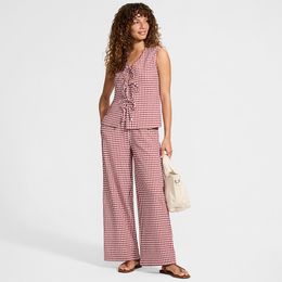 LANDS' END Gingham-Hose mit weitem Bein f&uuml;r Damen, Damen, size: regular, Rot, Baumwolle/Polyester/Polyester-Mischung, by Lands' End
