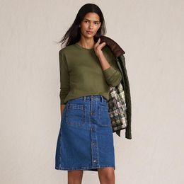 LANDS' END Kurzer Soft Denim Jeansrock mit Kn&ouml;pfen in Petite-Gr&ouml;&szlig;e, Damen, size: petite, Blau, Baumwolle, by Lands' End