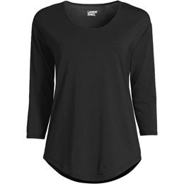 LANDS' END Flie&szlig;endes Shirt mit Ballettausschnitt f&uuml;r Damen, Damen, size: regular, Schwarz, Baumwoll-Mischung/Baumwolle Modal, by Lands' End