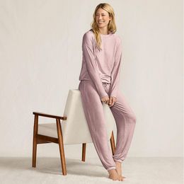 LANDS' END Silky Knit Lounge-Set f&uuml;r Damen in Petite-Gr&ouml;&szlig;e, Damen, size: petite, Pink, Polyester/Viskose/Polyester-Mischung, by Lands' End