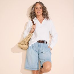 Premium Reinleinen-Schlupfbluse f&uuml;r Damen in Petite-Gr&ouml;&szlig;e, Damen, size: petite, Wei&szlig;, by Lands' End