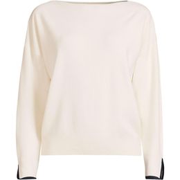 LANDS' END Feinstrick-Pullover mit U-Boot-Ausschnitt f&uuml;r Damen, Damen, size: regular, Elfenbein, Polyester/Viskose/Polyester-Mischung, by Lands' End