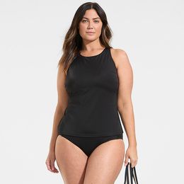 LANDS' END Mid Waist Bikinihose f&uuml;r Damen in Plus-Gr&ouml;&szlig;e, Damen, size: plus, Schwarz, Nylon-Mischung, by Lands' End