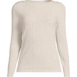 LANDS' END Rippstrick-Shirt mit U-Boot-Ausschnitt f&uuml;r Damen, Damen, size: regular, Beige, Elasthan/Baumwoll-Mischung/Polyester-Mischung, by Lands' End