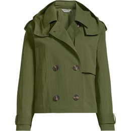 LANDS' END Kurzer Trenchcoat mit Kapuze f&uuml;r Damen, Damen, size: regular, Gr&uuml;n, by Lands' End