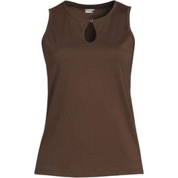 LANDS' END Supima-Top mit Keyhole-Ausschnitt f&uuml;r Damen, Damen, size: regular, Braun, Baumwolle, by Lands' End