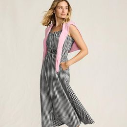 LANDS' END Gingham-Midikleid f&uuml;r Damen, Damen, size: regular, Schwarz, Baumwolle/Polyester/Polyester-Mischung, by Lands' End