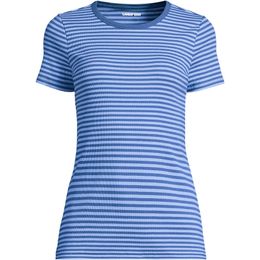 LANDS' END Feinripp-Shirt mit Rundhalsausschnitt und kurzen &Auml;rmeln in Petite-Gr&ouml;&szlig;e, Damen, size: petite, Wei&szlig;, Baumwolle/Elasthan, by Lands' End