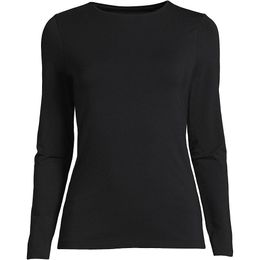 LANDS' END Shirt aus Baumwolle/Modal-Mix mit Rundausschnitt f&uuml;r Damen in Petite-Gr&ouml;&szlig;e, Damen, size: petite, Schwarz, Baumwolle Modal, by Lands' End