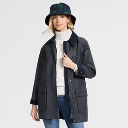LANDS' END Lange Wachsjacke aus Baumwolle f&uuml;r Damen, Damen, size: regular, Blau, Baumwoll-Mischung/Polyester-Mischung, by Lands' End