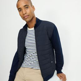LANDS' END Strickjacke mit Stepp-Einsatz und Rei&szlig;verschluss f&uuml;r Herren, Herren, size: regular, Blau, by Lands' End