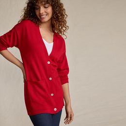 LANDS' END Merino-Cardigan mit Strasskn&ouml;pfen f&uuml;r Damen, Damen, size: regular, Rot, Wolle, by Lands' End