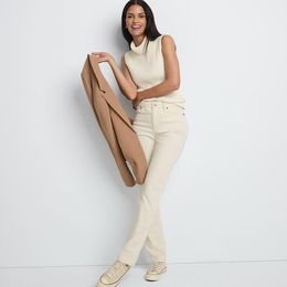 LANDS' END Naturfarbene Straight Fit Jeans Mid Waist, Damen, size: regular, Elfenbein, Elasthan/Baumwoll-Mischung/Polyester-Mischung, by Lands' End