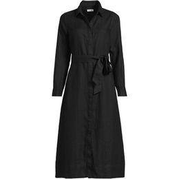 LANDS' END Premium Reinleinen-Midikleid f&uuml;r Damen in Plus-Gr&ouml;&szlig;e, Damen, size: plus, Schwarz, by Lands' End