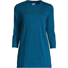 LANDS' END Supima-Shirt mit 3/4-&Auml;rmeln f&uuml;r Damen in Petite-Gr&ouml;&szlig;e, Damen, size: petite, Blau, Baumwolle, by Lands' End