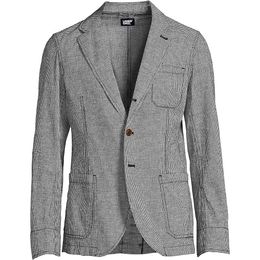 LANDS' END Soft Ease Sakko aus Leinen/Baumwoll-Mix, Herren, size: regular, Schwarz, by Lands' End