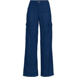 LANDS' END Leinen-Cargohose mit weitem Bein f&uuml;r Damen, Damen, size: regular, Blau, Leinen, by Lands' End