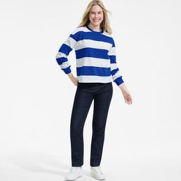 LANDS' END Straight Fit Recover High Waist Jeans in Petite-Gr&ouml;&szlig;e, Damen, size: petite, Blau, Baumwoll-Mischung, by Lands' End