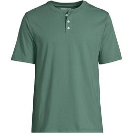 LANDS' END Kurzarm-Super-T Henleyshirt f&uuml;r Herren, Herren, size: regular, Gr&uuml;n, Baumwolle, by Lands' End