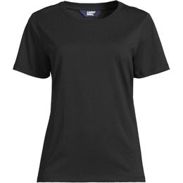 LANDS' END Supima T-Shirt mit Rundhalsausschnitt f&uuml;r Damen, Damen, size: regular, Schwarz, Baumwolle, by Lands' End
