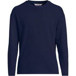 LANDS' END Ottoman-Rippshirt mit langen &Auml;rmeln f&uuml;r Herren, Herren, size: regular, Blau, Baumwolle/Polyester/Baumwoll-Mischung, by Lands' End