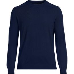 LANDS' END Merino-Rundhalspullover f&uuml;r Herren, Herren, size: regular, Blau, Wolle, by Lands' End