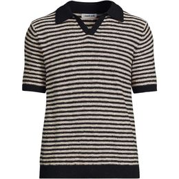 LANDS' END Leinenmix-Polopullover mit kurzen &Auml;rmeln f&uuml;r Herren, Herren, size: regular, Schwarz, Baumwolle/Leinen/Nylon, by Lands' End