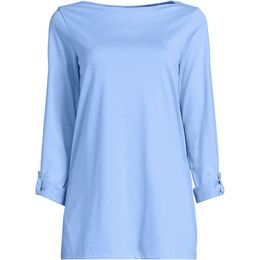 LANDS' END Langes Supima-Shirt mit U-Boot-Ausschnitt f&uuml;r Damen, Damen, size: regular, Blau, Baumwolle, by Lands' End